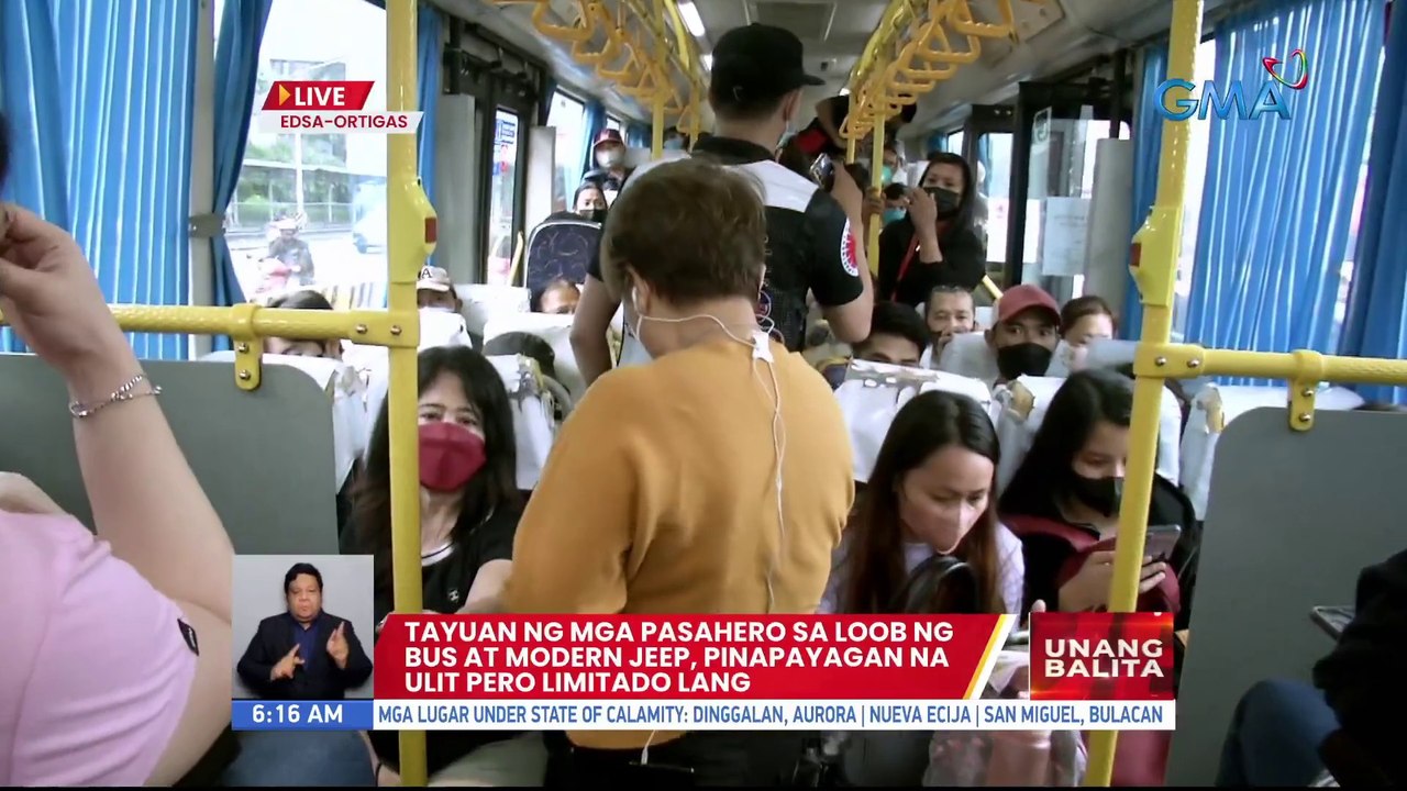 Tayuan ng mga pasahero sa loob ng bus at modern jeep, pinapayagan na ...