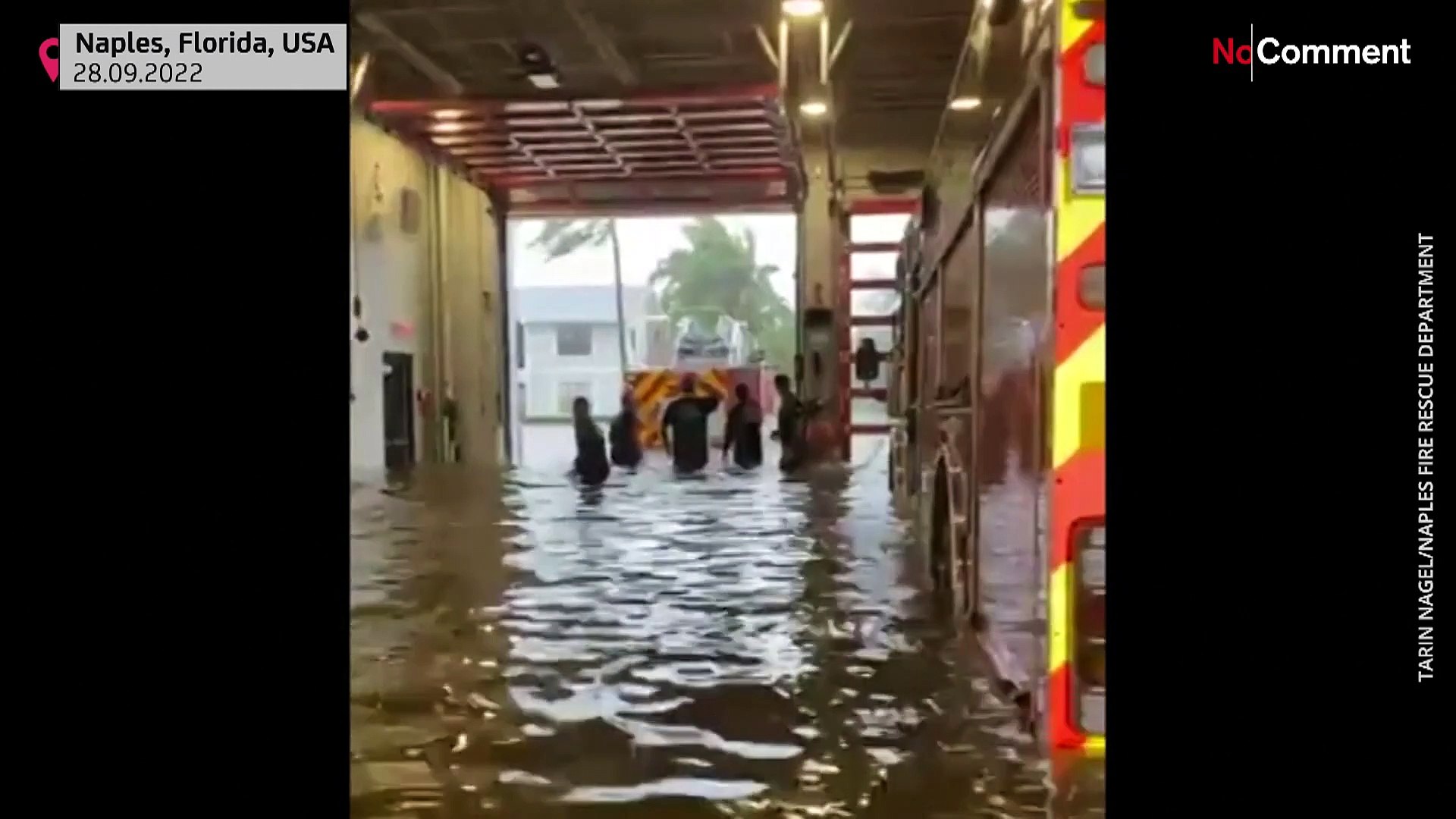 Fire station flooded by Hurricane Ian