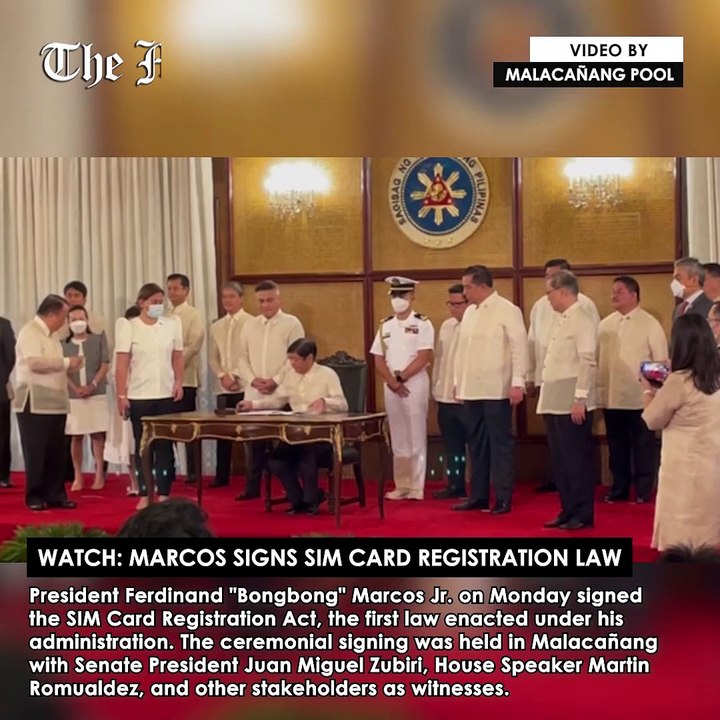 WATCH: Marcos signs SIM card registration law - video Dailymotion