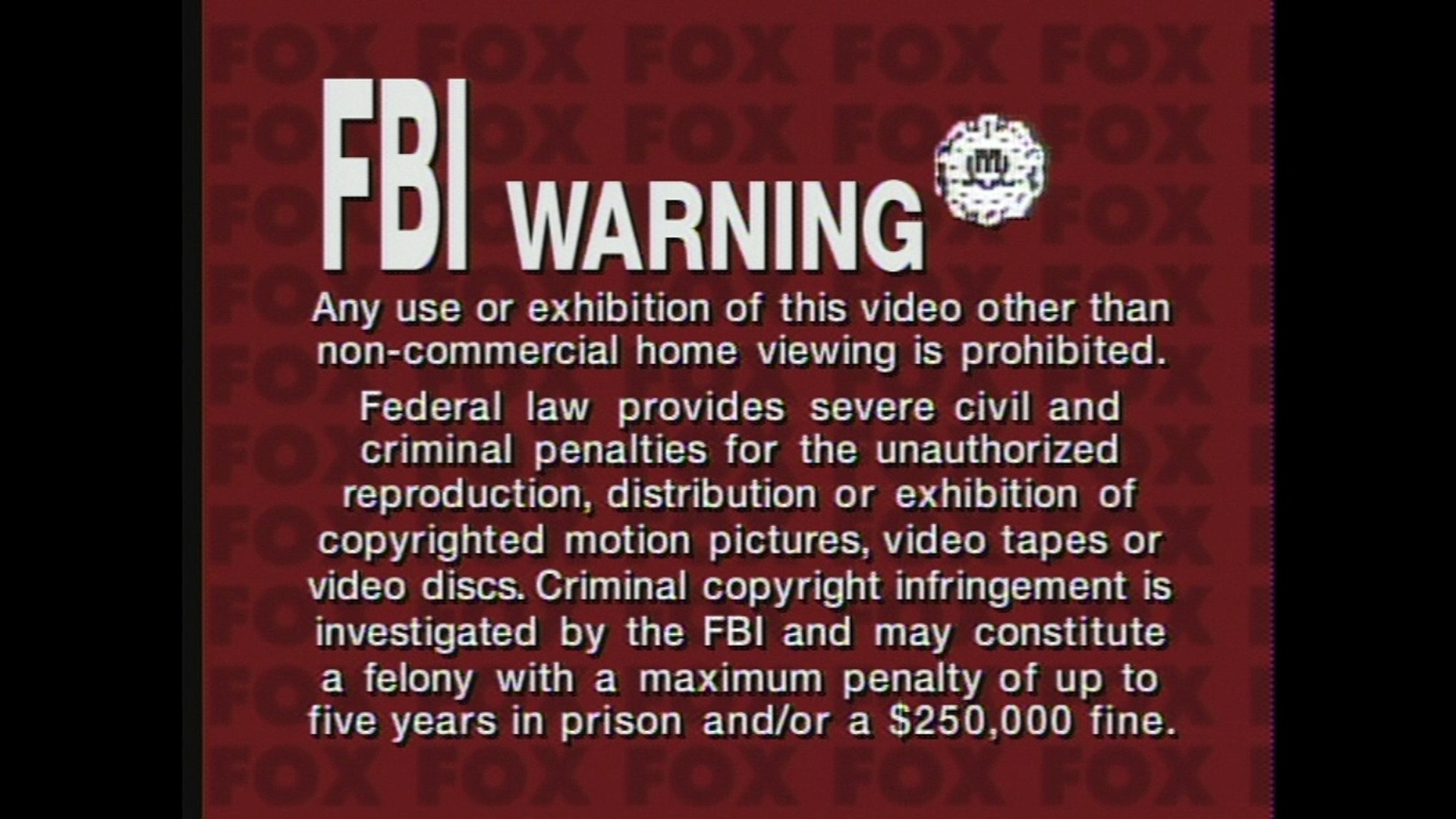 Fbi Warning Logo Red 20th Century Fox Home Entertainment/Warning