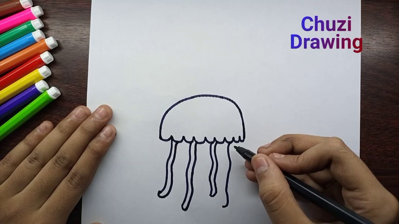 How To Draw A Jellyfish || How To Draw A Jellyfish Step By Step - video ...