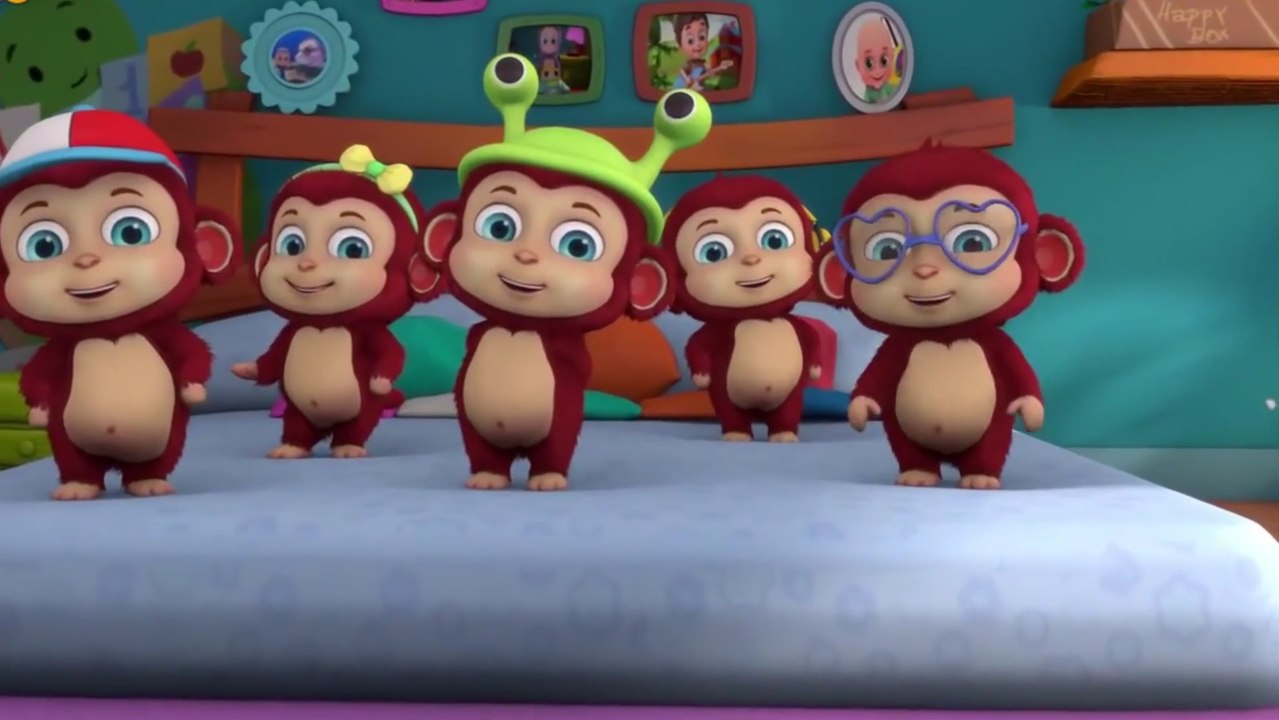 Five Little Monkeys Jumping On The Bed | Nursery Rhyme | Funny Kids ...