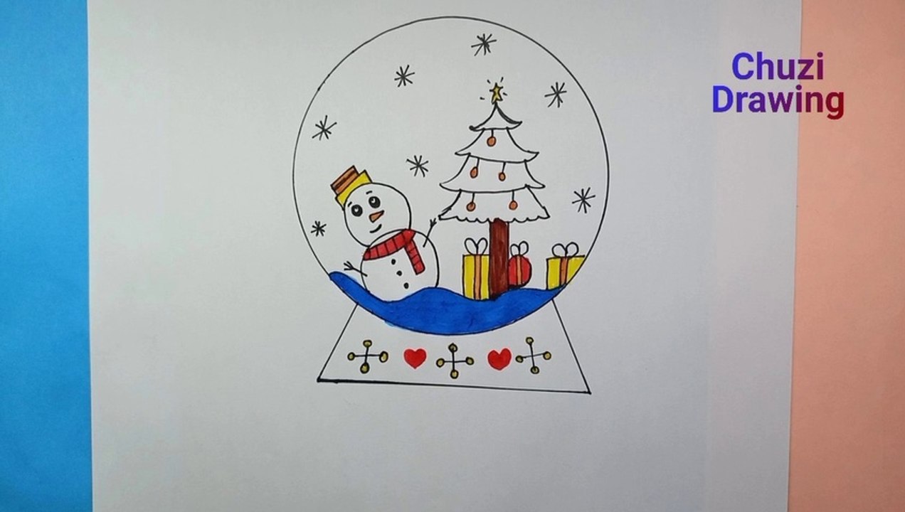 How To Draw A Snow Globe || How To Draw A Christmas Globe - video ...