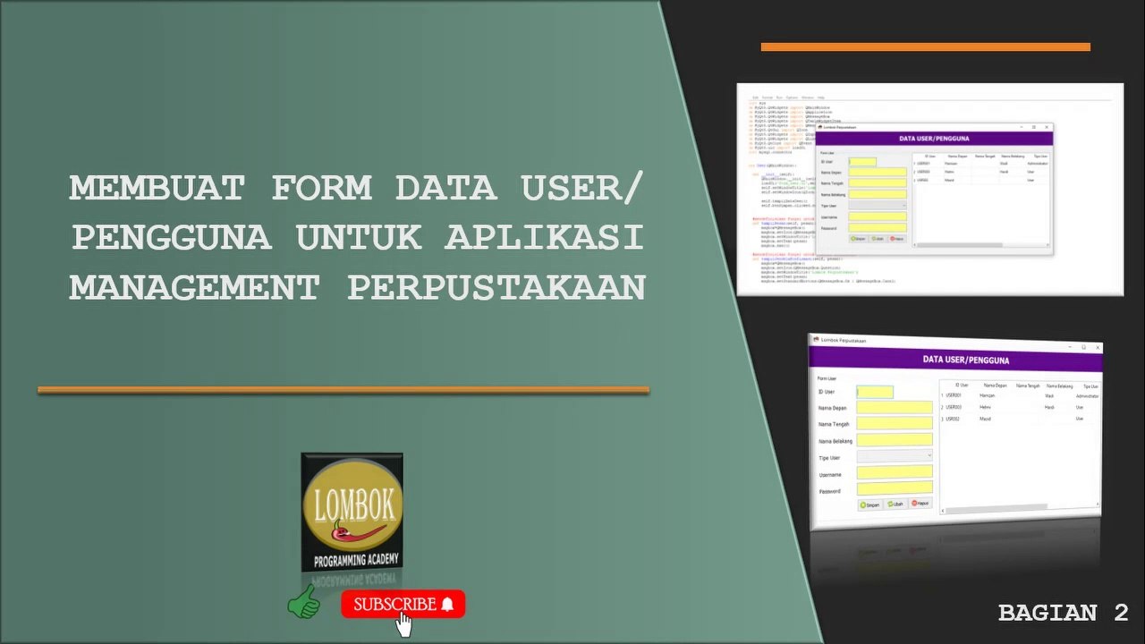 Membangun Aplikasi Database Perpustakaan Menggunakan Python GUI & MySQL | Membuat Form Data User ...