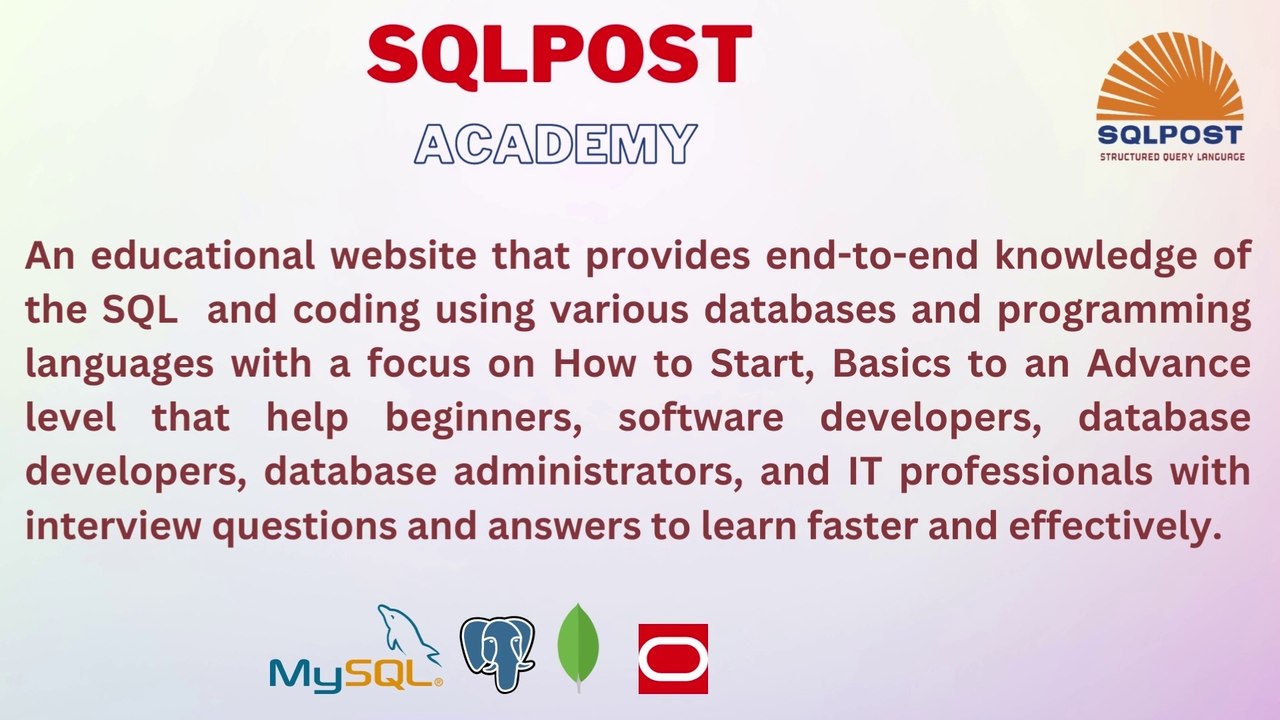 About SQLPOST Academy - video Dailymotion