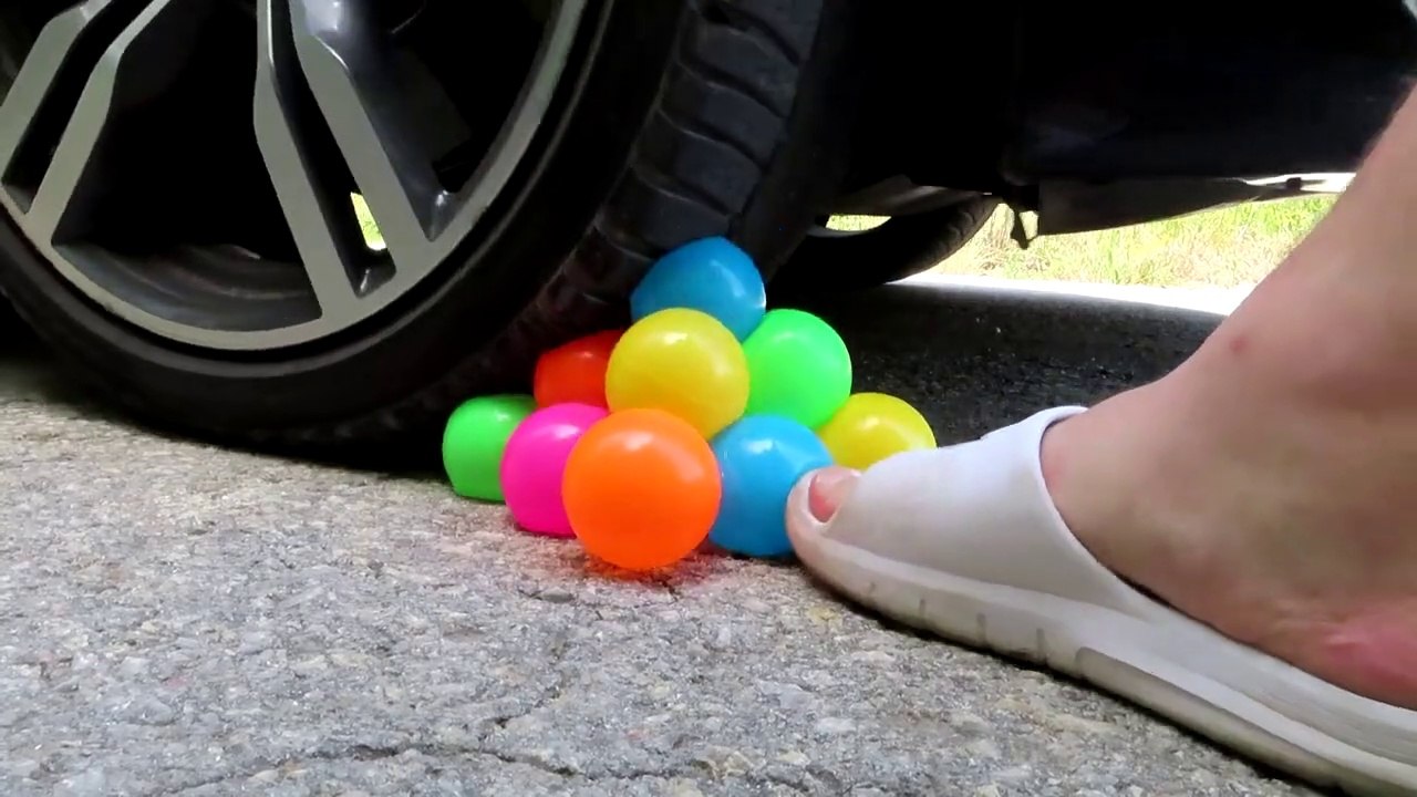 Crushing Crunchy & Soft Things by Car! EXPERIMENT CAR vs Rainbow Balls ...