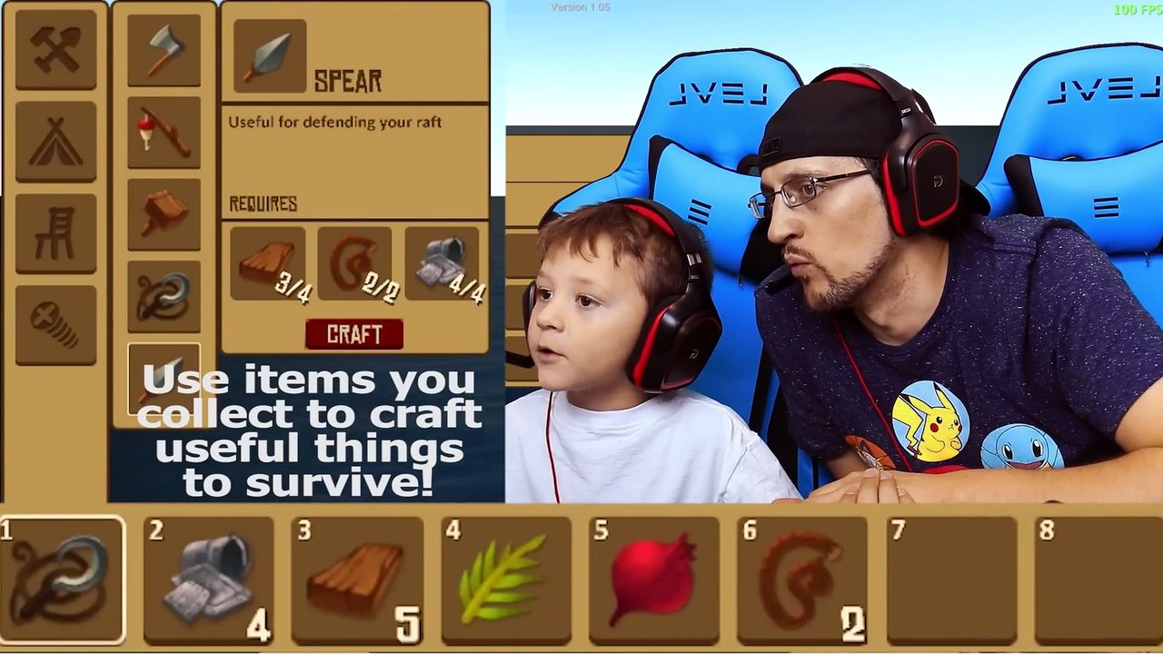 SHARK SONG on RAFT! Survival Game w_ Baby Shawn in Danger! 1st Night ...