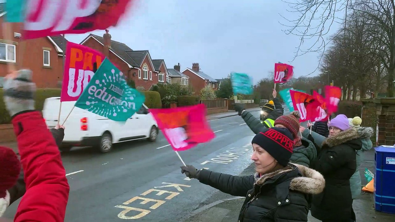 Teachers on the picket line outside Hutton Grammar School - video ...