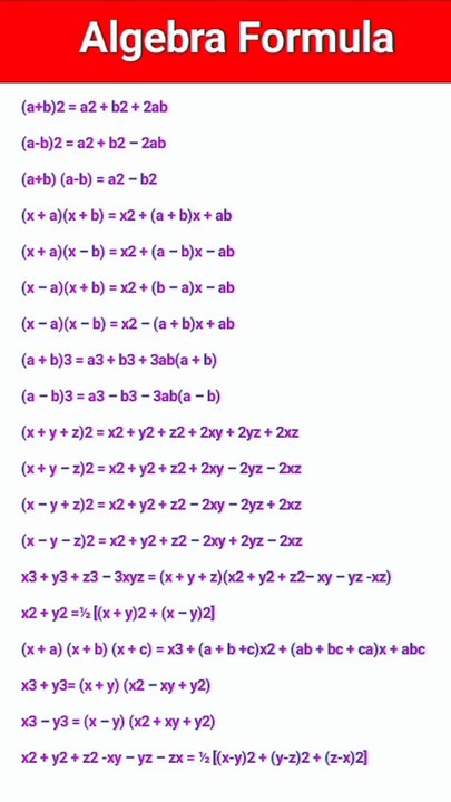 Class 10th algebra formula - 10th class maths algebra formulas ...