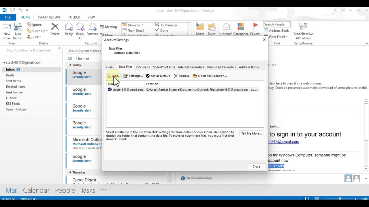 How to Add PST file in Outlook? | How to remove PST file in Outlook ...