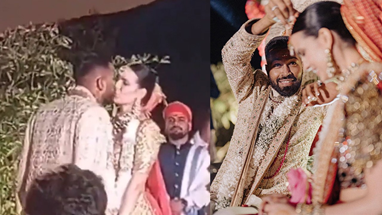 Hardik Natasha Hindu Wedding में Kiss करते Inside Video, Golden Outfit ...