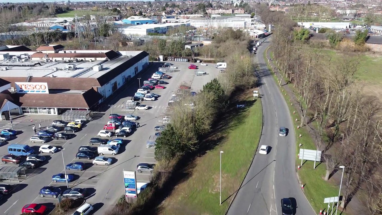 London Road, Wellingborough, drone footage of The Walks. - video ...