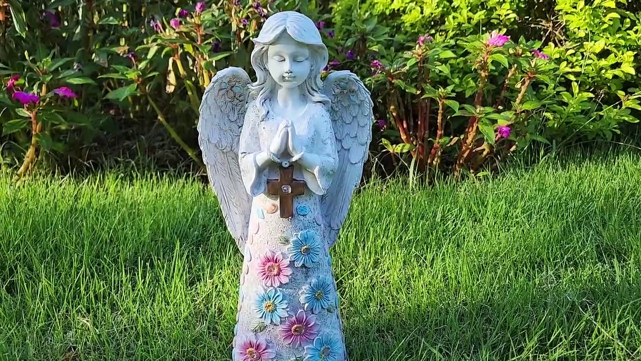 Linfevisi Garden Angel Statue Decor Rustic Metal Angel Sculpture Garden ...
