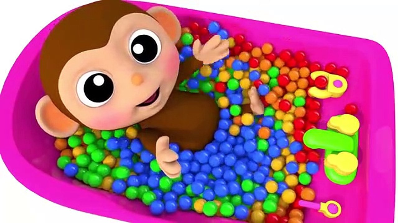 Learn Colors Baby Monkey Bath Time Bunny Mold Finger Family Song for ...