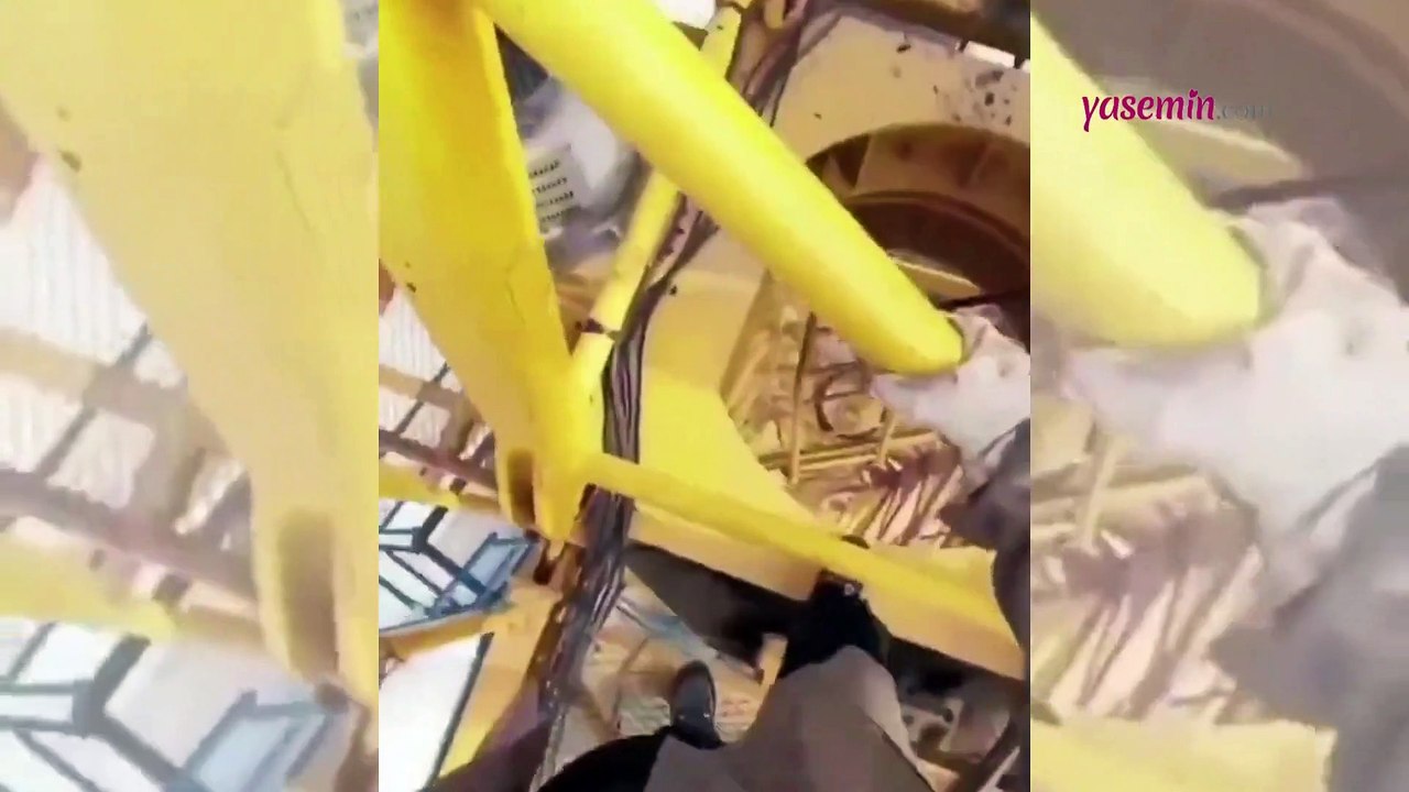 Bir kule vinç operatörünün mesai bitimi! "İzlerken düştüm ...