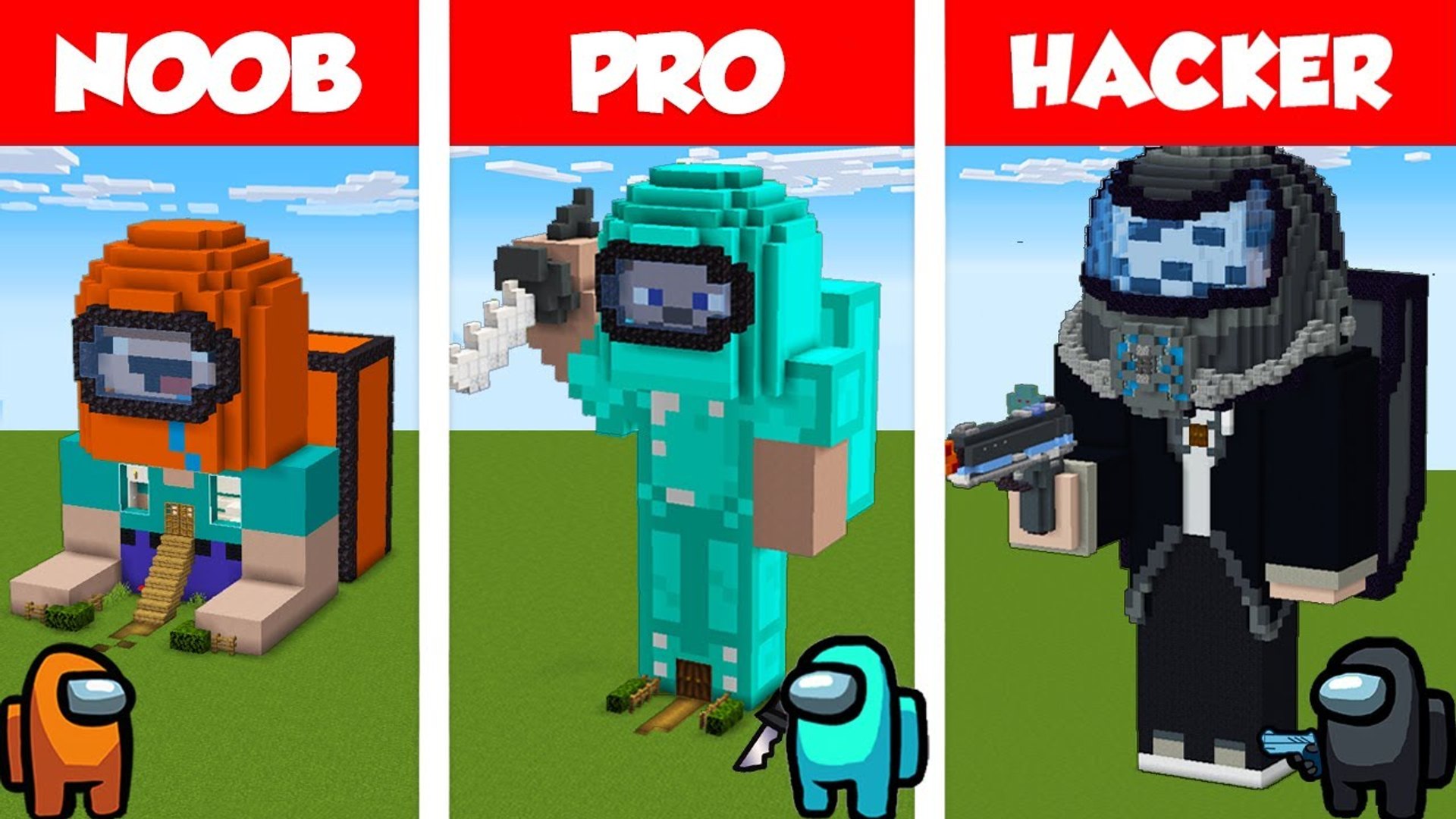 Minecraft Noob Vs Pro Vs Hacker Bus Build Challenge In Minecraft