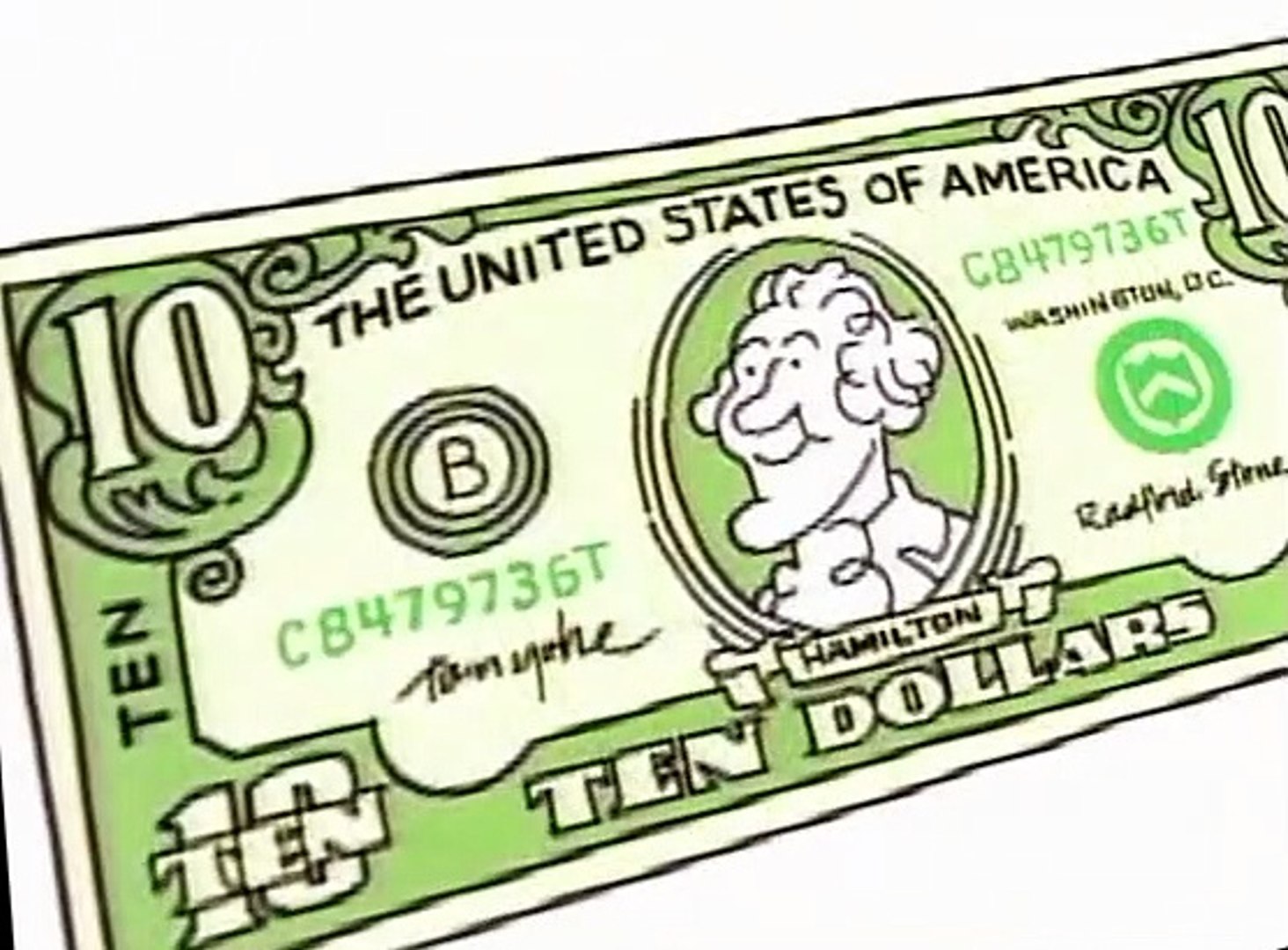 Cartoon 10 Dollar Bill