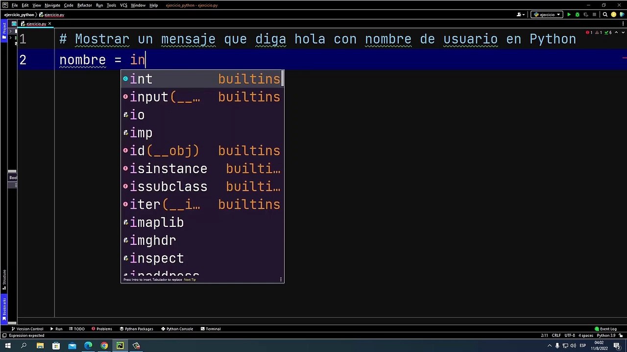 Mostrar un mensaje que diga hola con nombre de usuario en Python - Vídeo Dailymotion