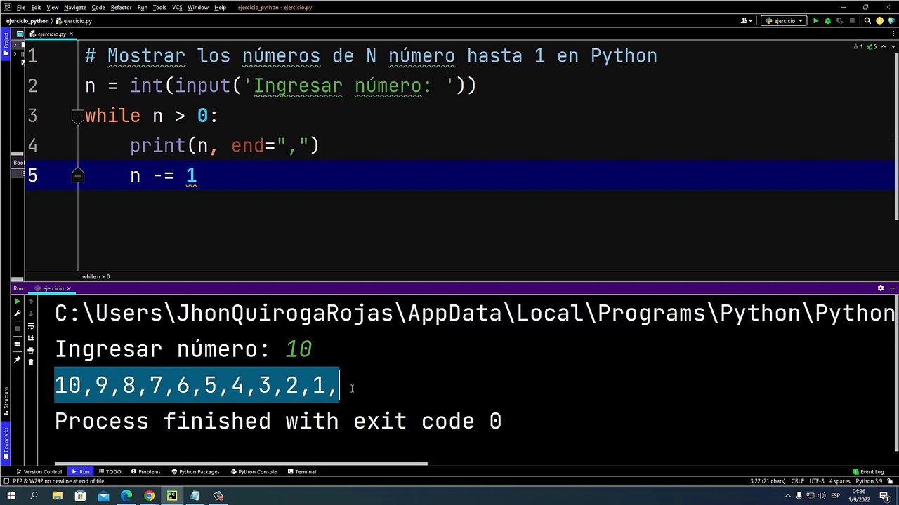 Mostrar los números de N número hasta 1 en Python - Vídeo Dailymotion