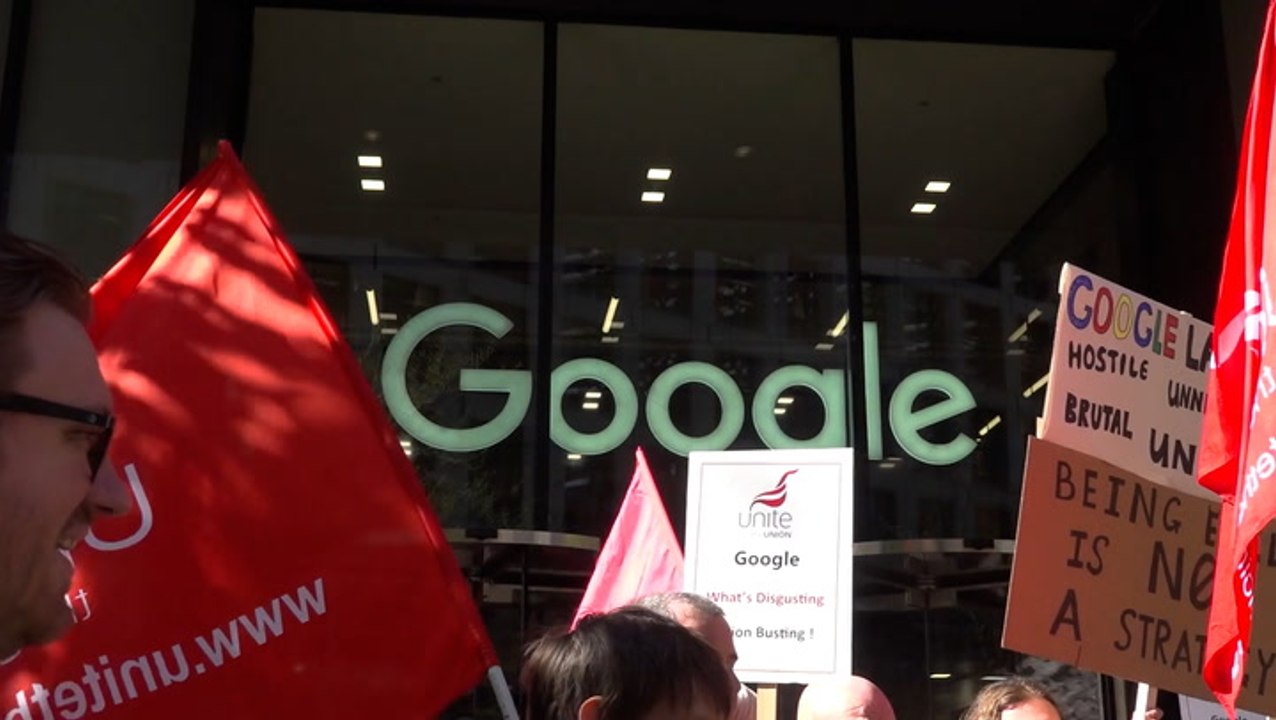 Google employees protest in front of London headquarters over ...