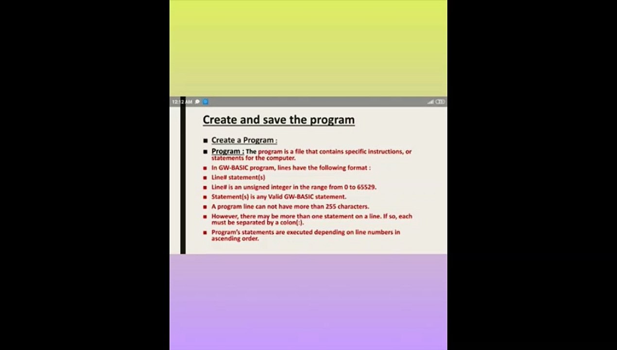 10th PTB Computer Ch#2 Creating a Program in GW-Basic - video Dailymotion