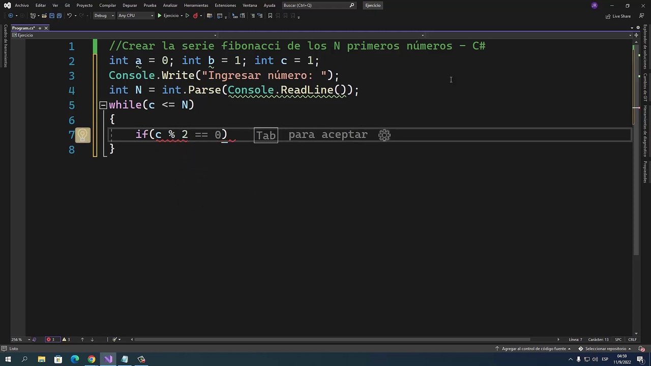 Crear la serie Fibonacci de los N primeros números en C# - Vídeo ...