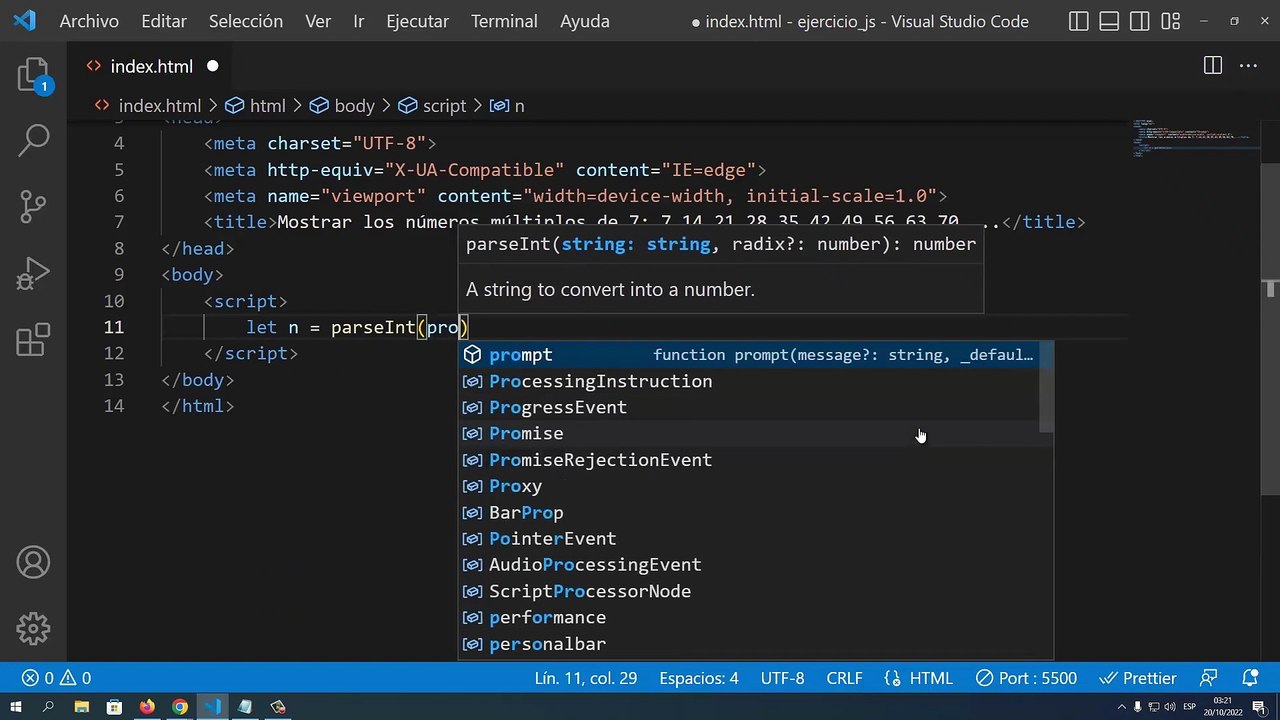 Mostrar los números múltiplos de 7: 7,14,21,28,35,42,49,56,63,70,... en ...
