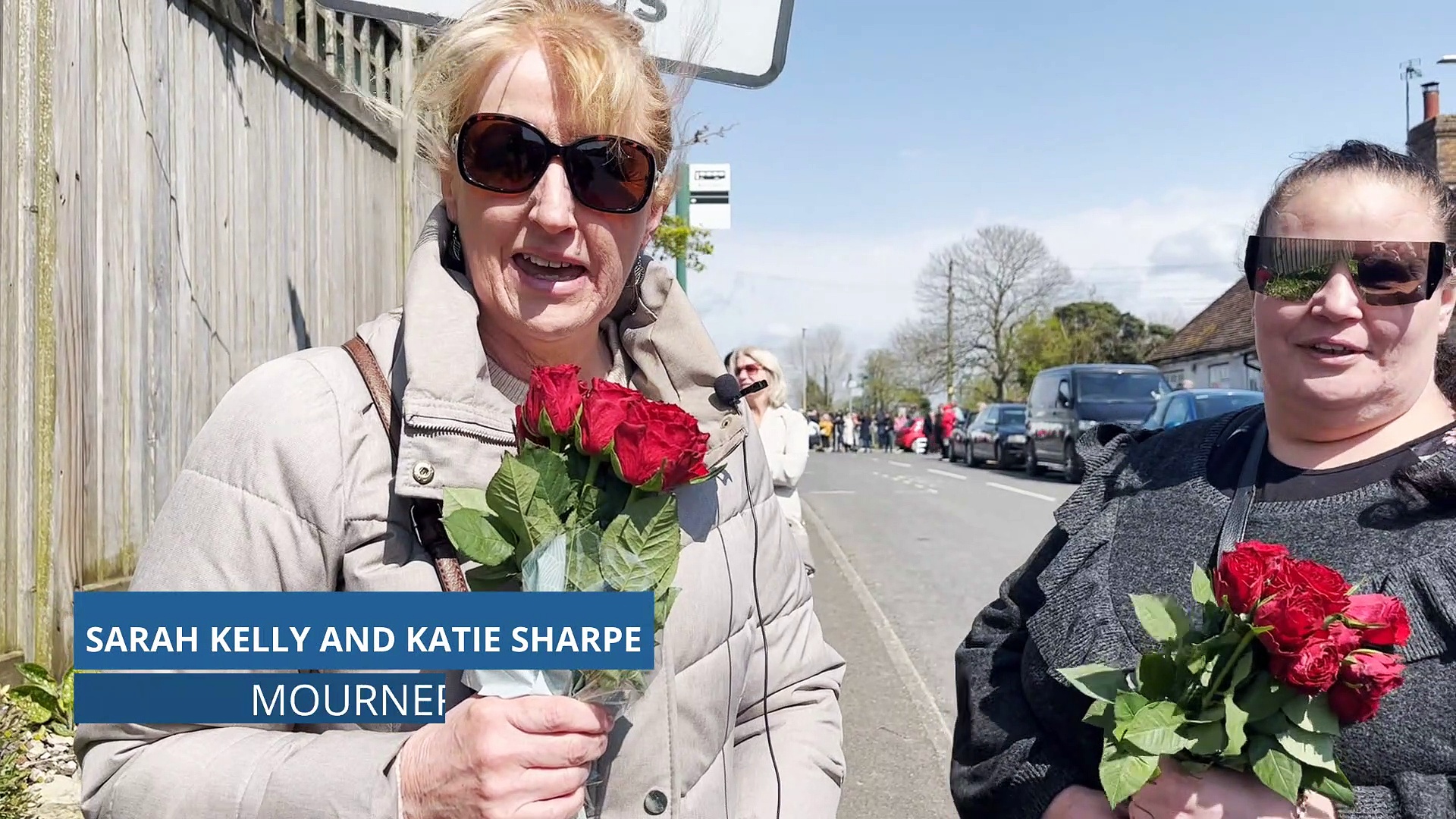Mourners Sarah Kelly and Katie Sharpe