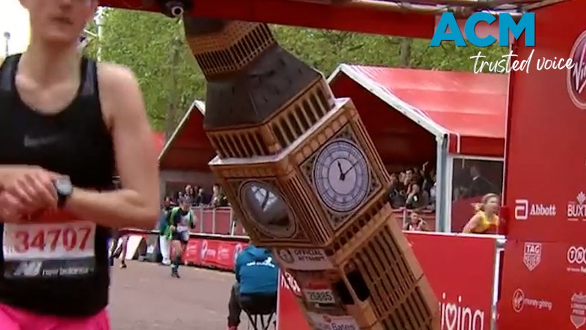 Runner dressed as Big Ben gets stuck at finish line of London Marathon ...