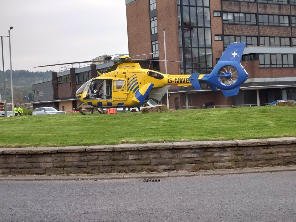 North West Air Ambulance lands at Centenary Way roundabout in Burnley ...