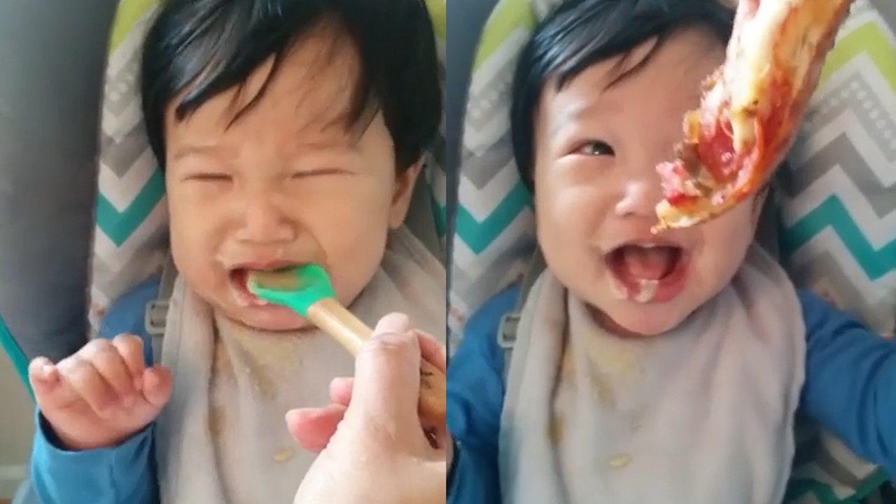 Picky baby prefers PIZZA to baby food! - video Dailymotion