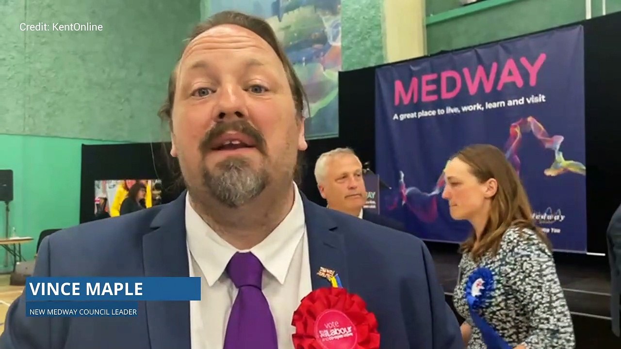 Medway Labour leader Vince Maple reacts to win - video Dailymotion