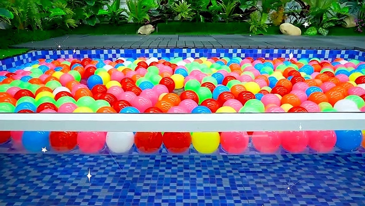 KiKi Monkey playing with ducklings in 10000 Colorful Ball Pit Balls ...