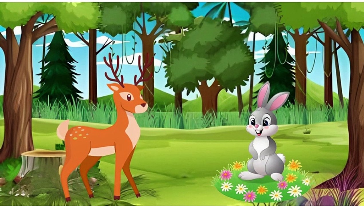 Story of a rabbit and deer || Short cartoon story || Cartoon animation ...