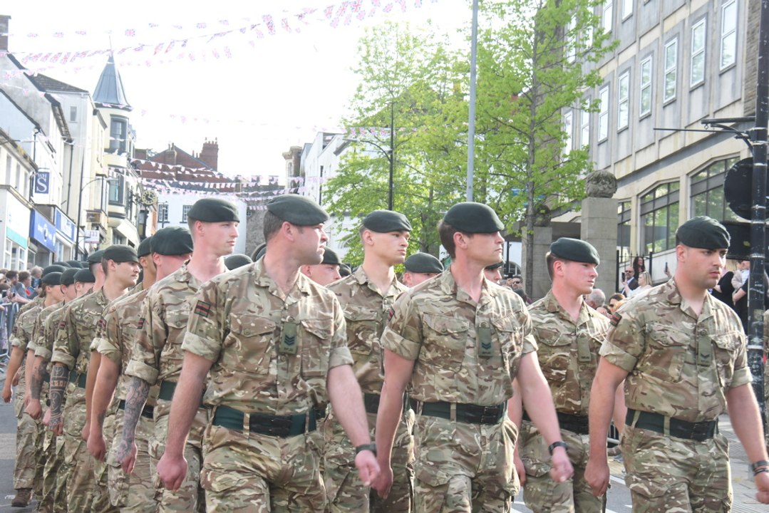 1st Battalion The Rifles, 1 Rifles, parade through Chepstow to mark the ...