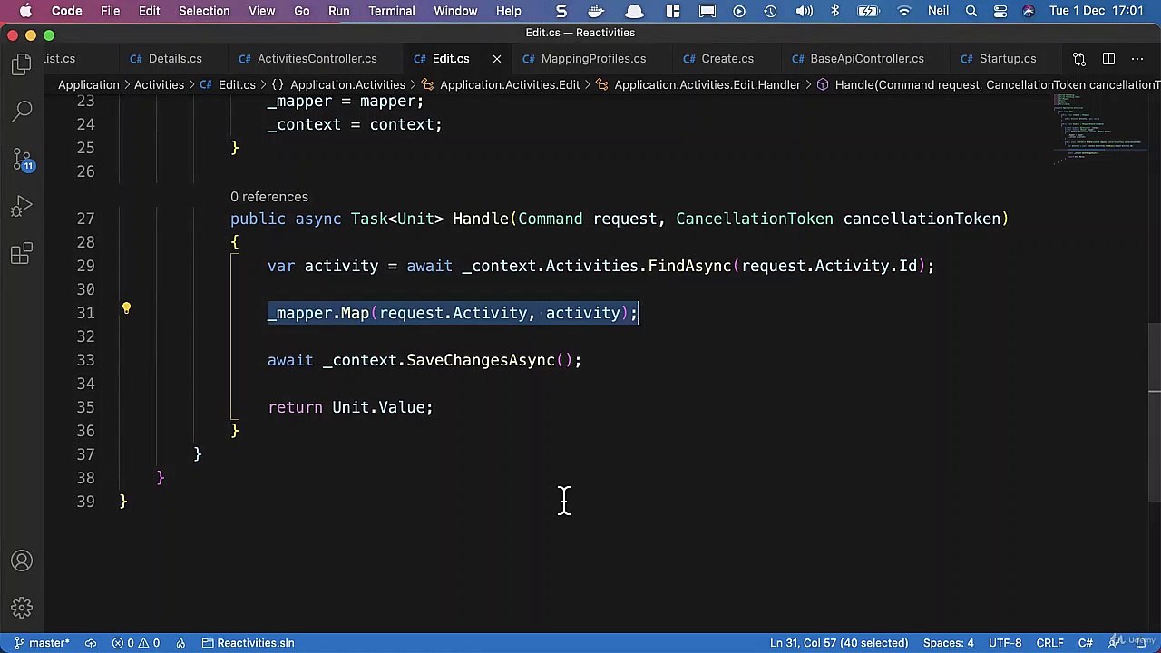 Creating a CRUD application using the CQRS + Mediator pattern - Adding a Delete handler - video ...