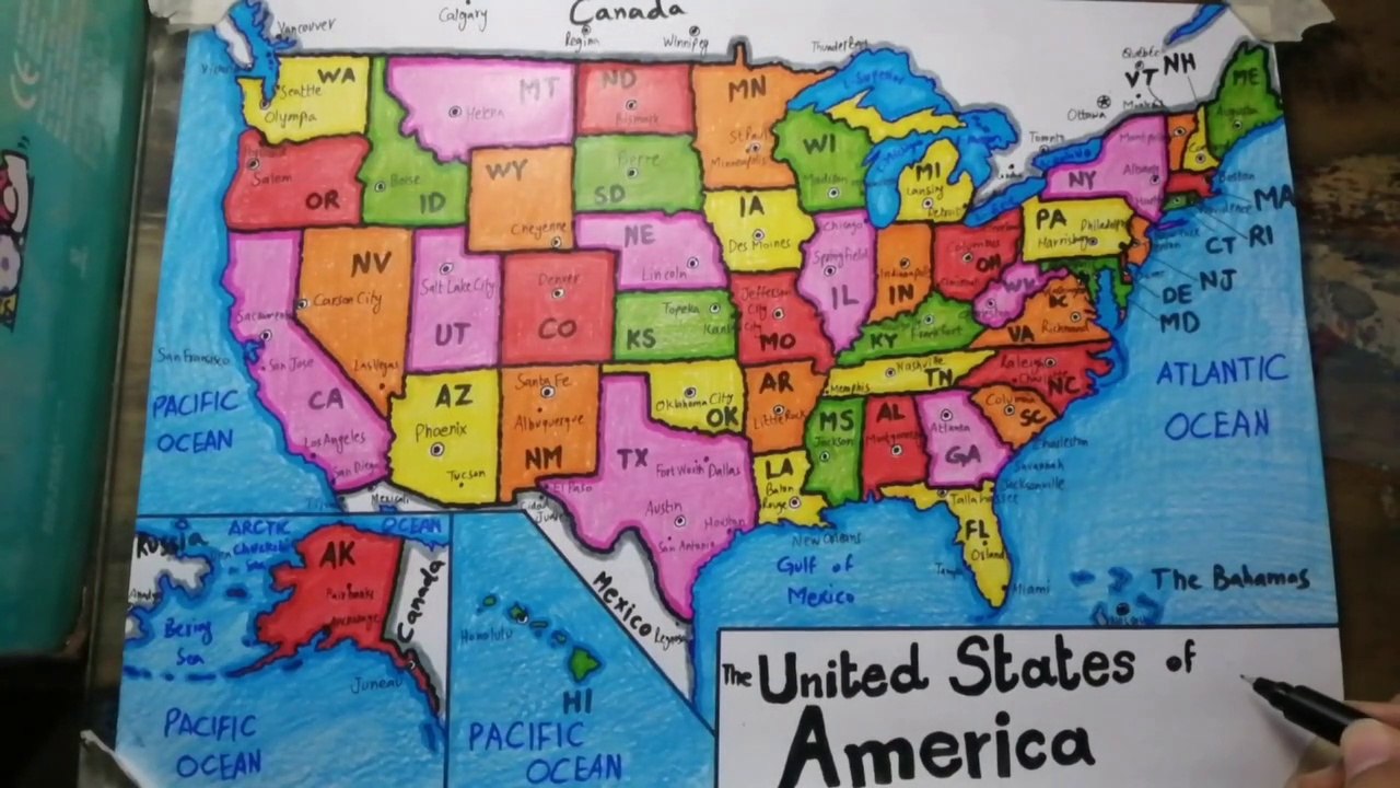How to draw USA map easy SAAD - video Dailymotion