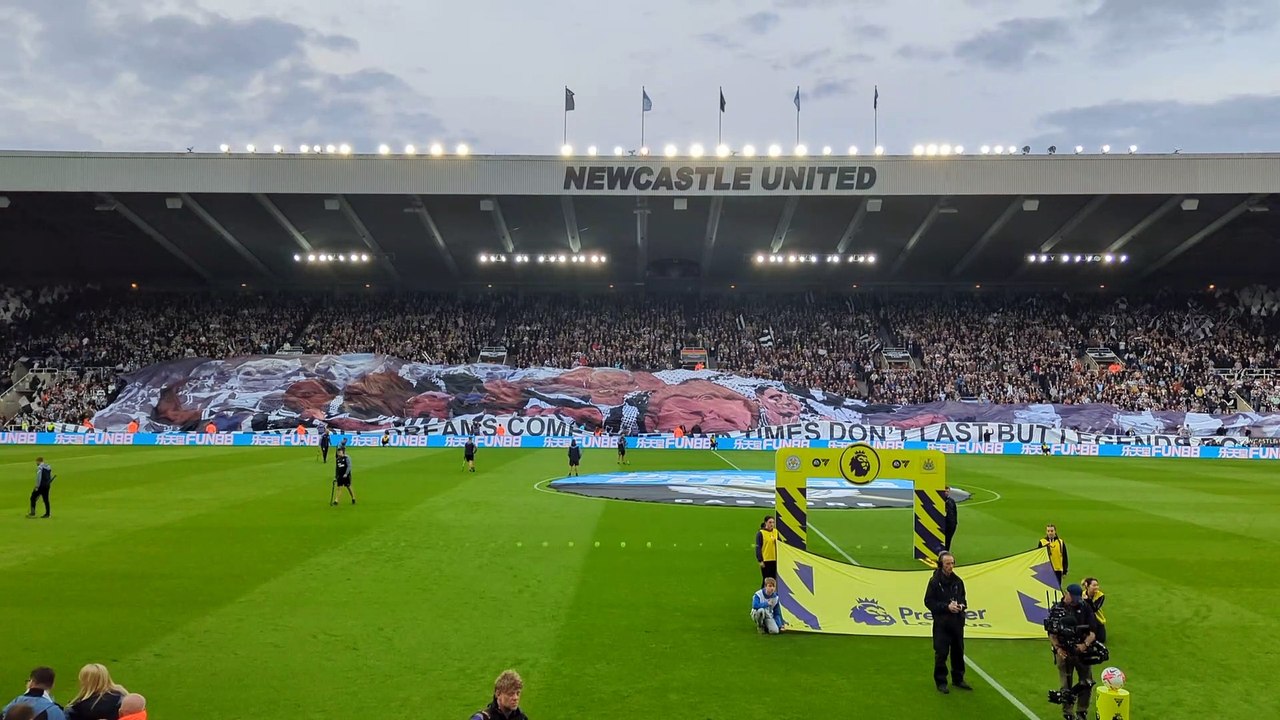 Newcastle United Wor Flags display against Leicester City - video ...