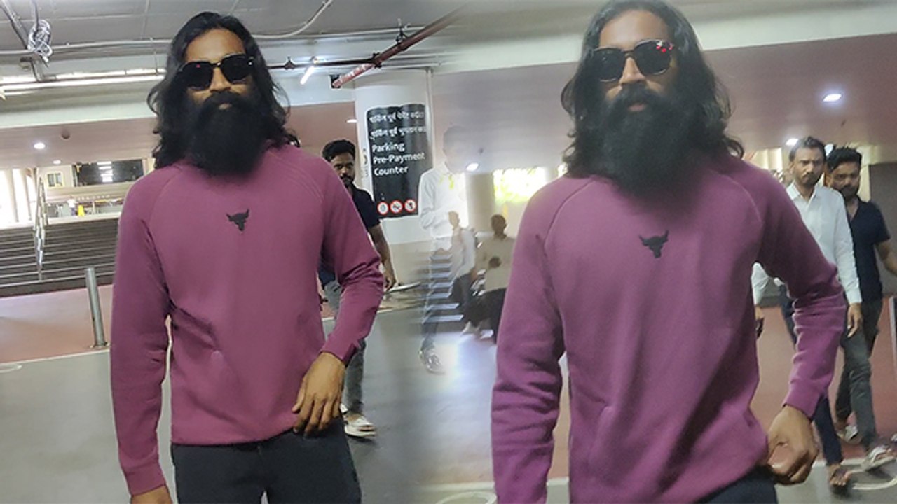 South Indian Actor Dhanush Long Hair Beard Look Airport Video Viral ...