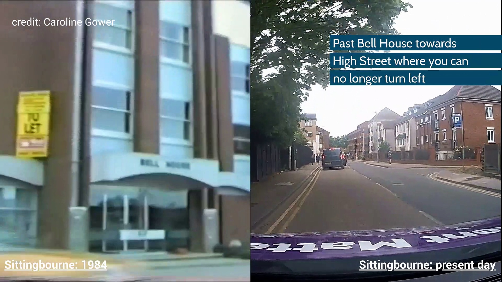 Driving through Sittingbourne in 1984 and 2023