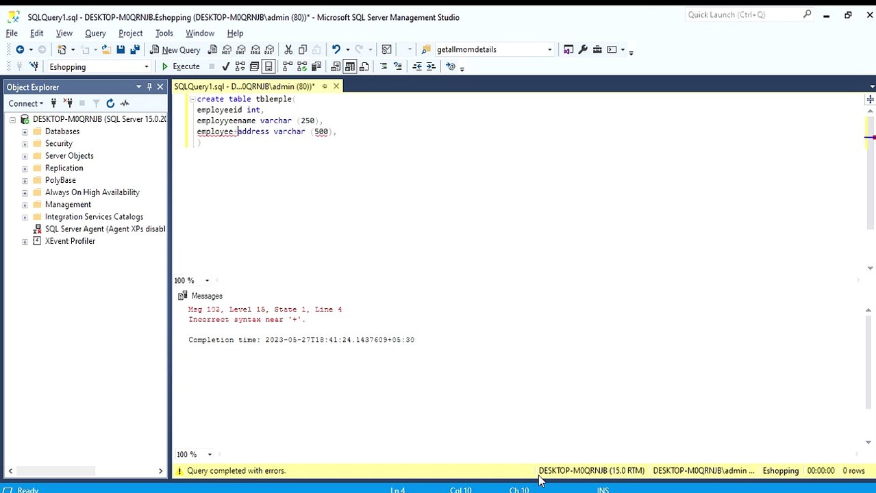 Create table into database - video Dailymotion