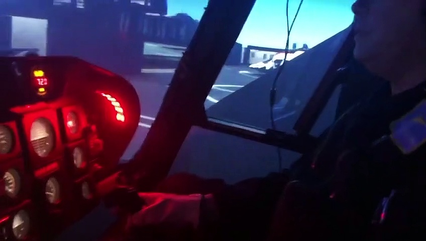 Kenneth Mockford at the helm of the Lynx helicopter simulator