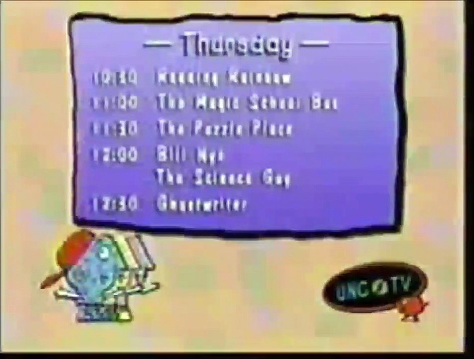 UNC-TV Thursday Schedule (1995) - video Dailymotion