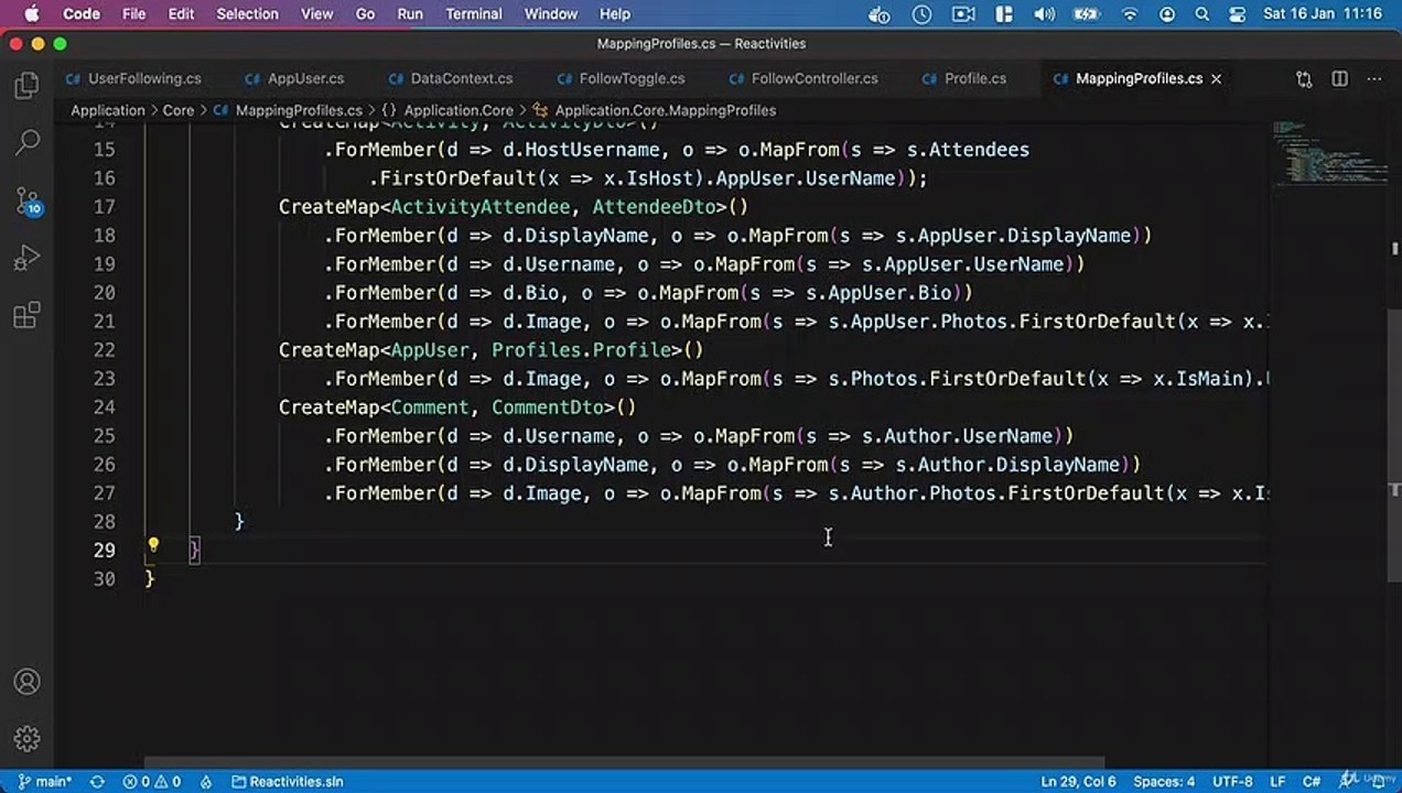 Followers Following feature - Update the profile class - video Dailymotion