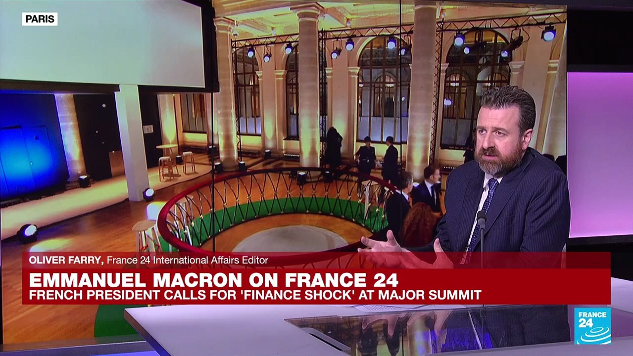 Emmanuel Macron on FRANCE 24: French President calls for "finance shock ...