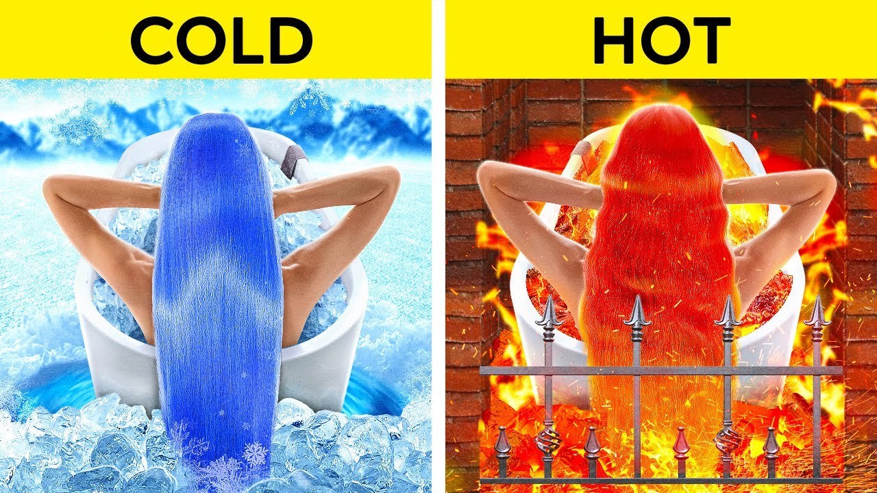 Extreme Hot Vs Cold Challenge || We Adopted Fire Girl Vs Ice Girl ...