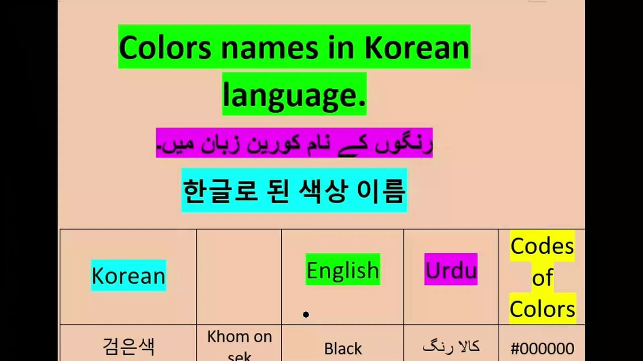 Korean language class-17 | Colors names in Korean | colors in Korean ...