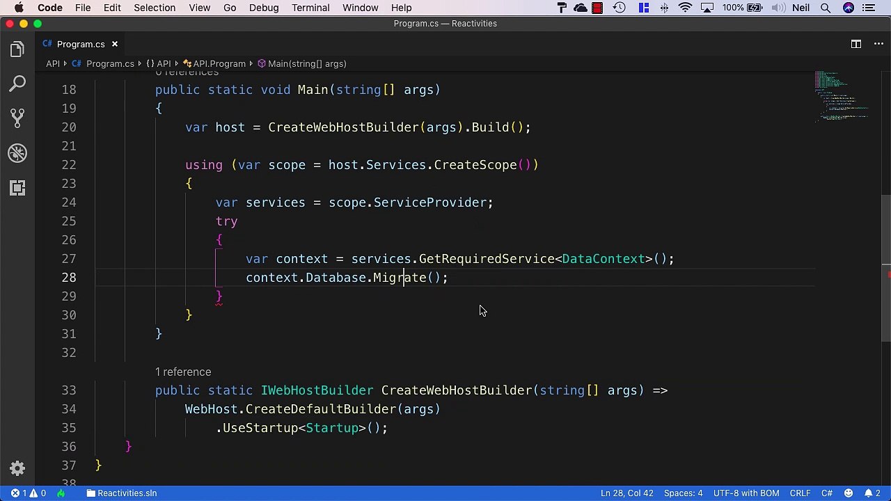 Net. Core and React Walking Skeleton Part 1 API (Legacy) - Creating the database - video Dailymotion