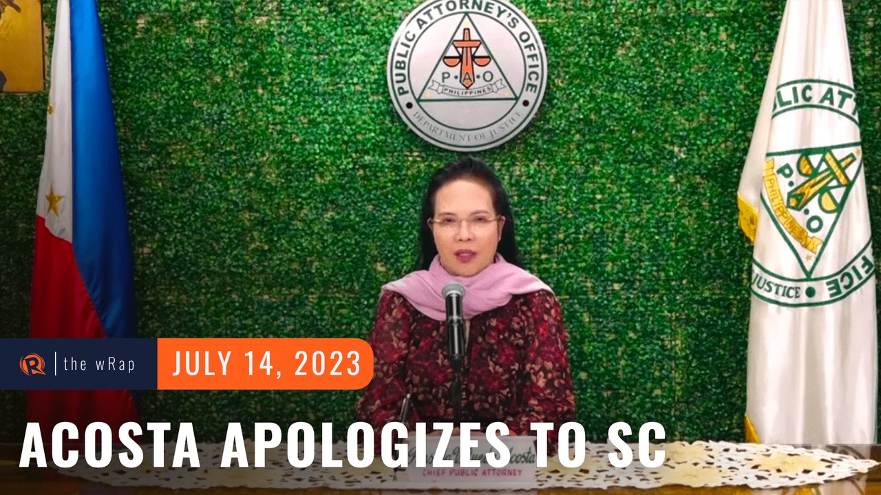 Acosta apologizes to SC, orders PAO to follow code of conduct for lawyers - video Dailymotion