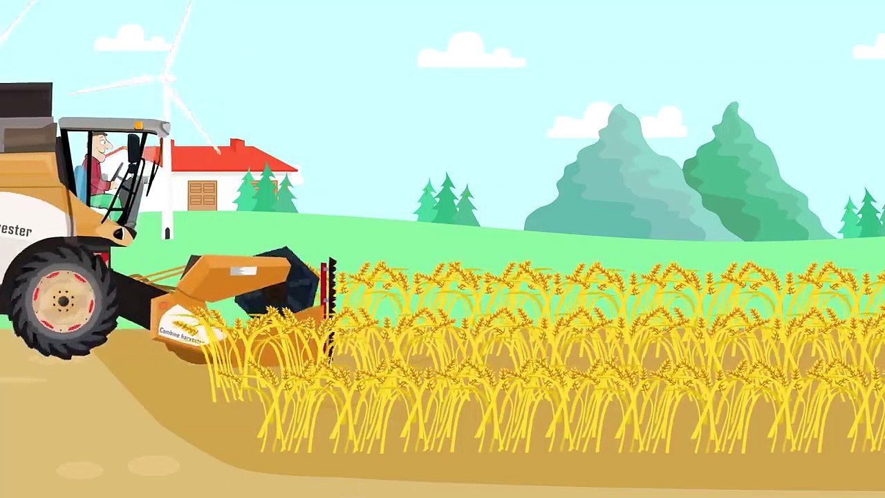 Farm Work: Cartoon Story for Kids, Tractors and Harvesters - video ...